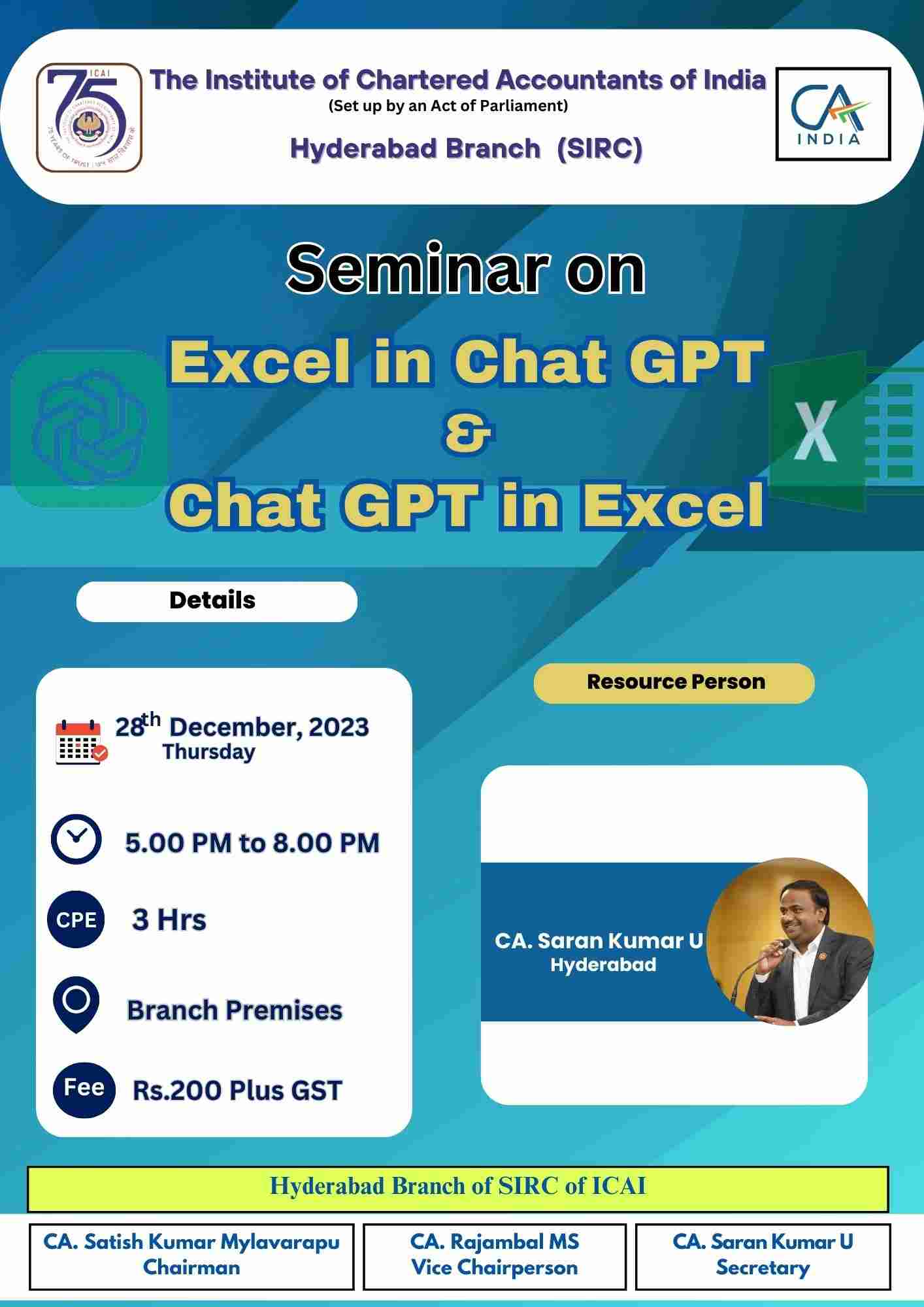 Event Details - Seminar on Excel in Chat GPT & Chat GPT in Excel ...