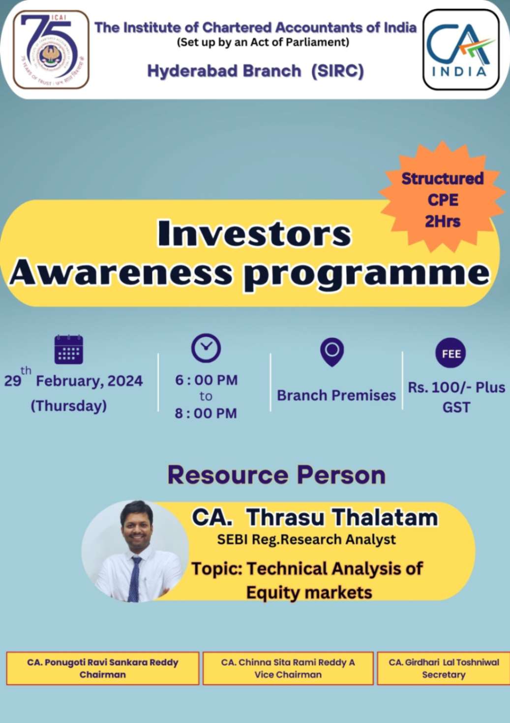 Event Details - Investors Awareness programme - Hyderabad Branch of ...